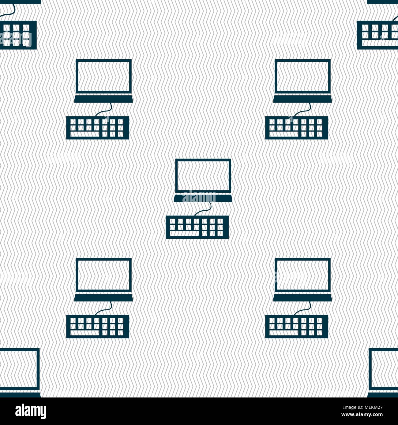 Computer monitor and keyboard Icon. Seamless abstract background with ...
