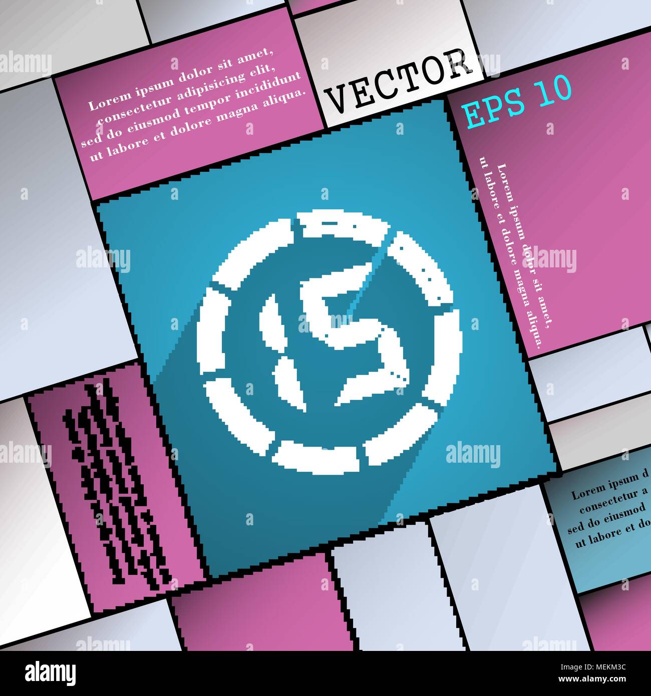 15 second stopwatch icon symbol Flat modern web design with long shadow ...