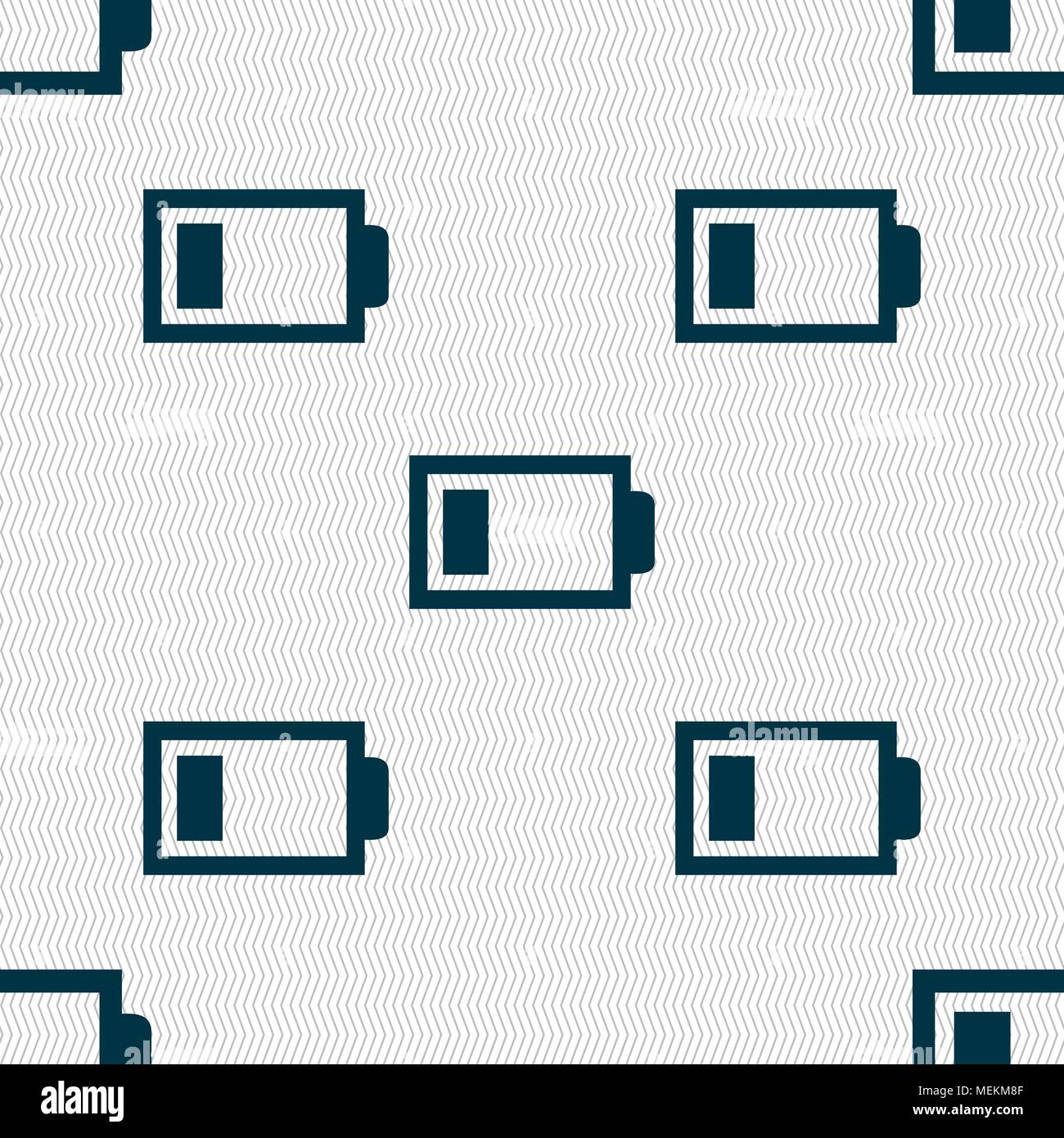 Battery low level sign icon. Electricity symbol. Seamless abstract ...