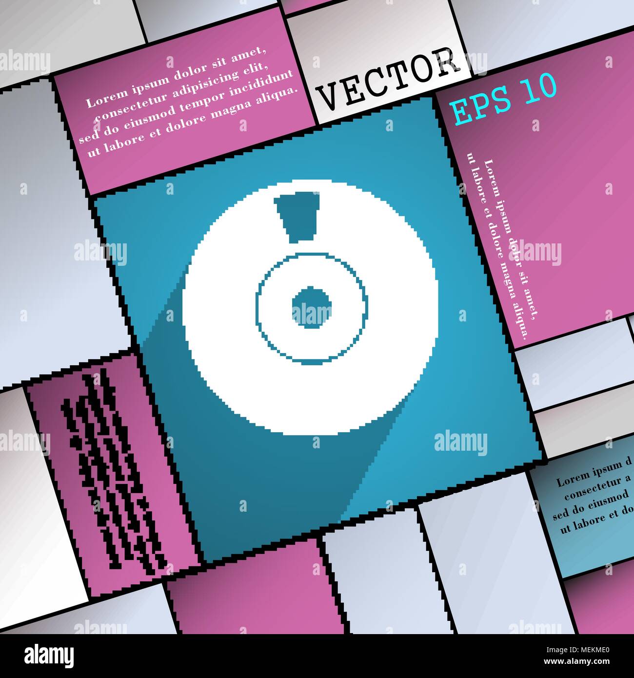 CD or DVD icon symbol Flat modern web design with long shadow and space ...