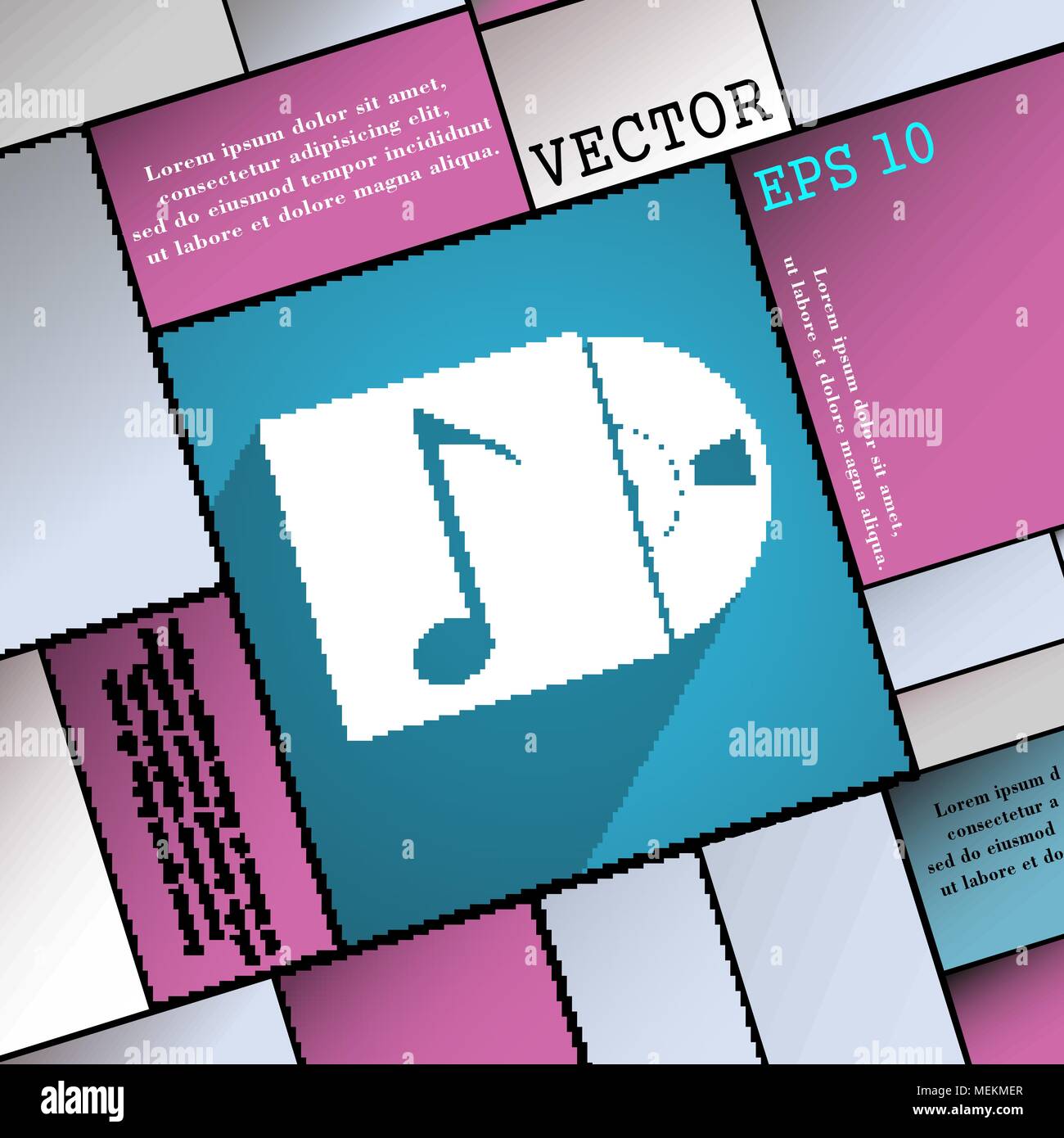 cd player icon symbol Flat modern web design with long shadow and space ...