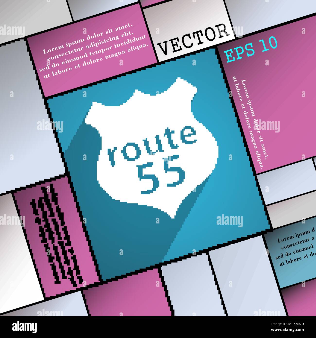 Route 55 highway icon symbol Flat modern web design with long shadow ...