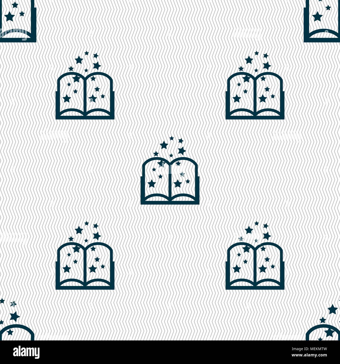 Magic Book sign icon. Open book symbol. Seamless abstract background ...