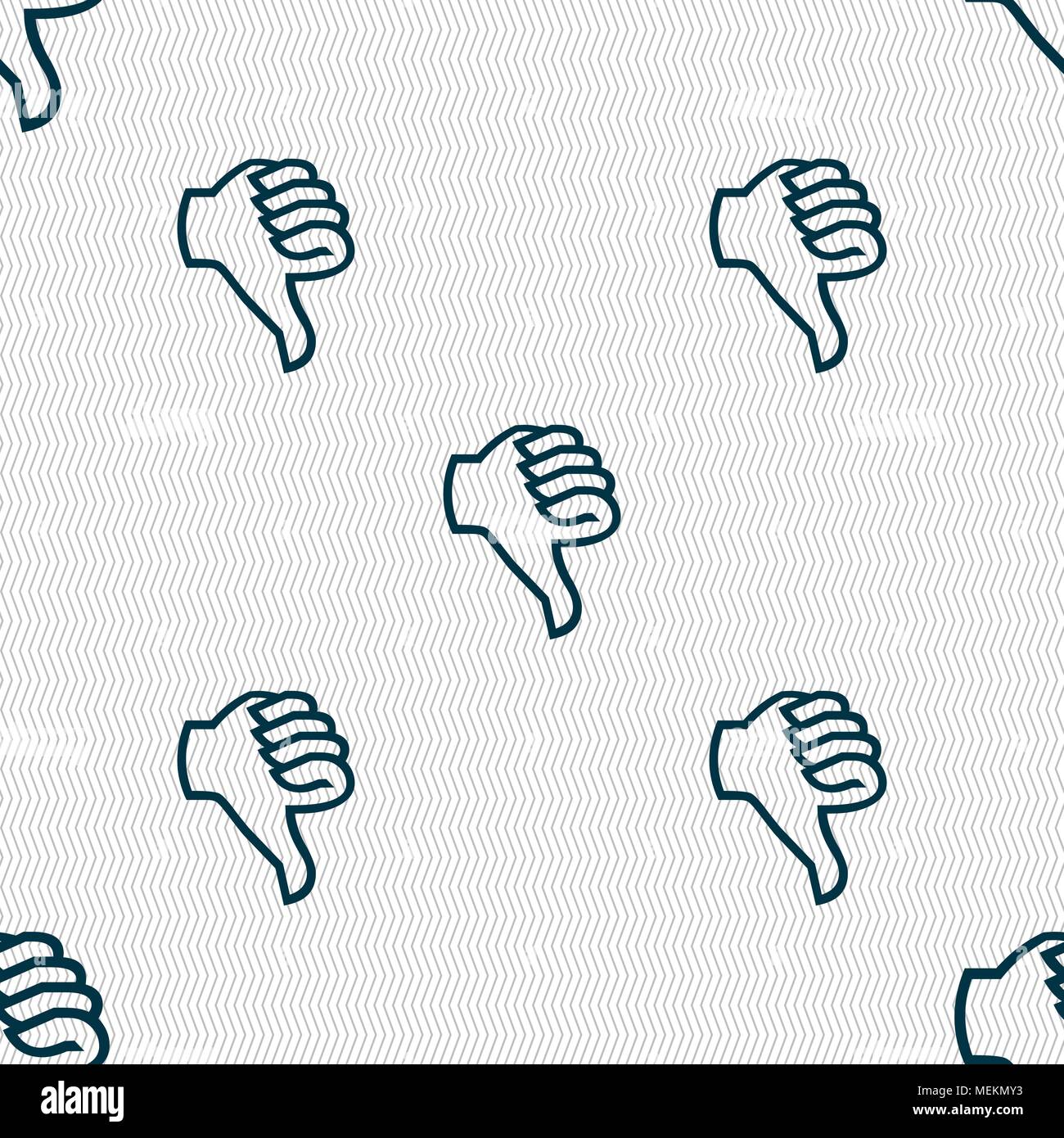 Dislike sign icon. Thumb down sign. Hand finger down symbol. Seamless ...