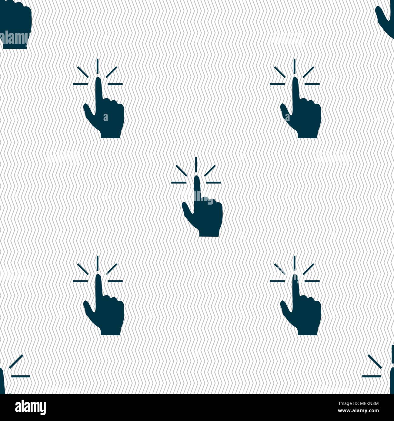 Click here hand icon sign. Seamless abstract background with geometric ...