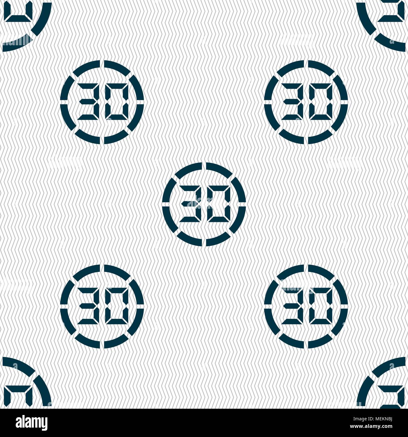 30 second stopwatch icon sign. Seamless abstract background with ...