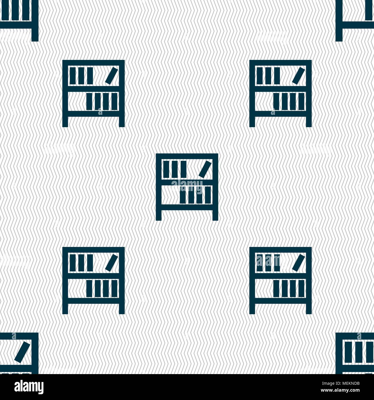 Bookshelf icon sign. Seamless abstract background with geometric shapes ...