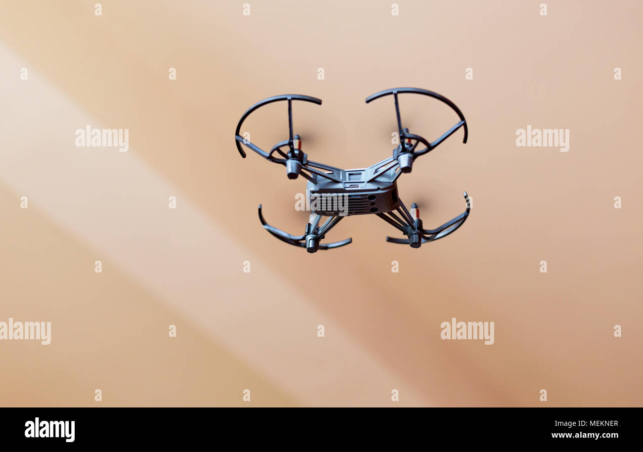 Close-up view under a flying mini drone Stock Photo - Alamy