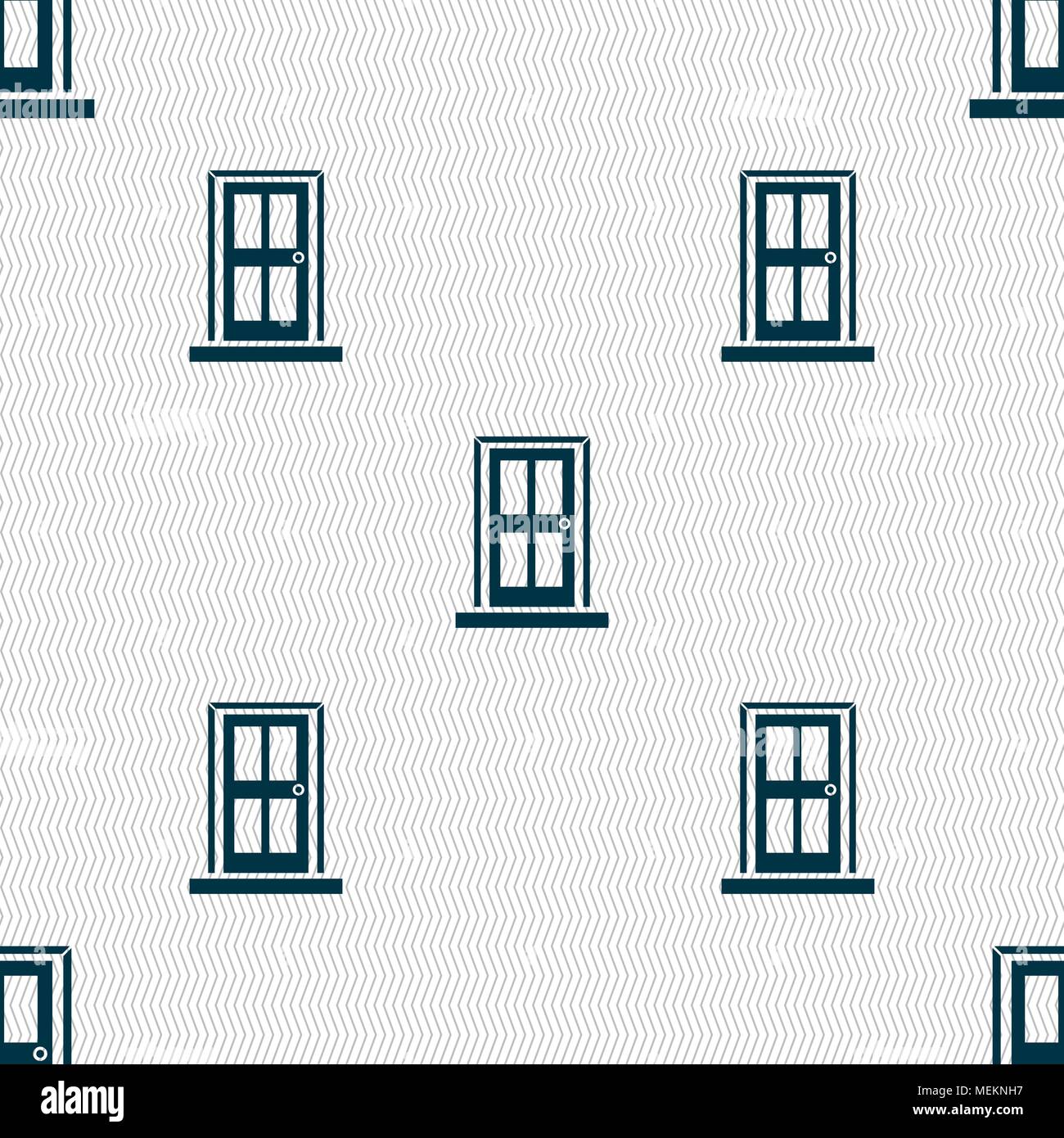 Door icon sign. Seamless abstract background with geometric shapes ...