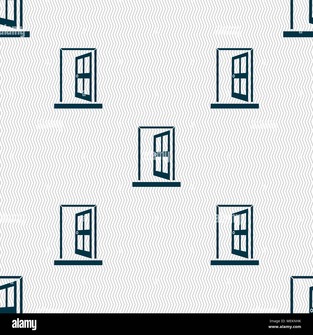 Door, Enter or exit icon sign. Seamless abstract background with ...