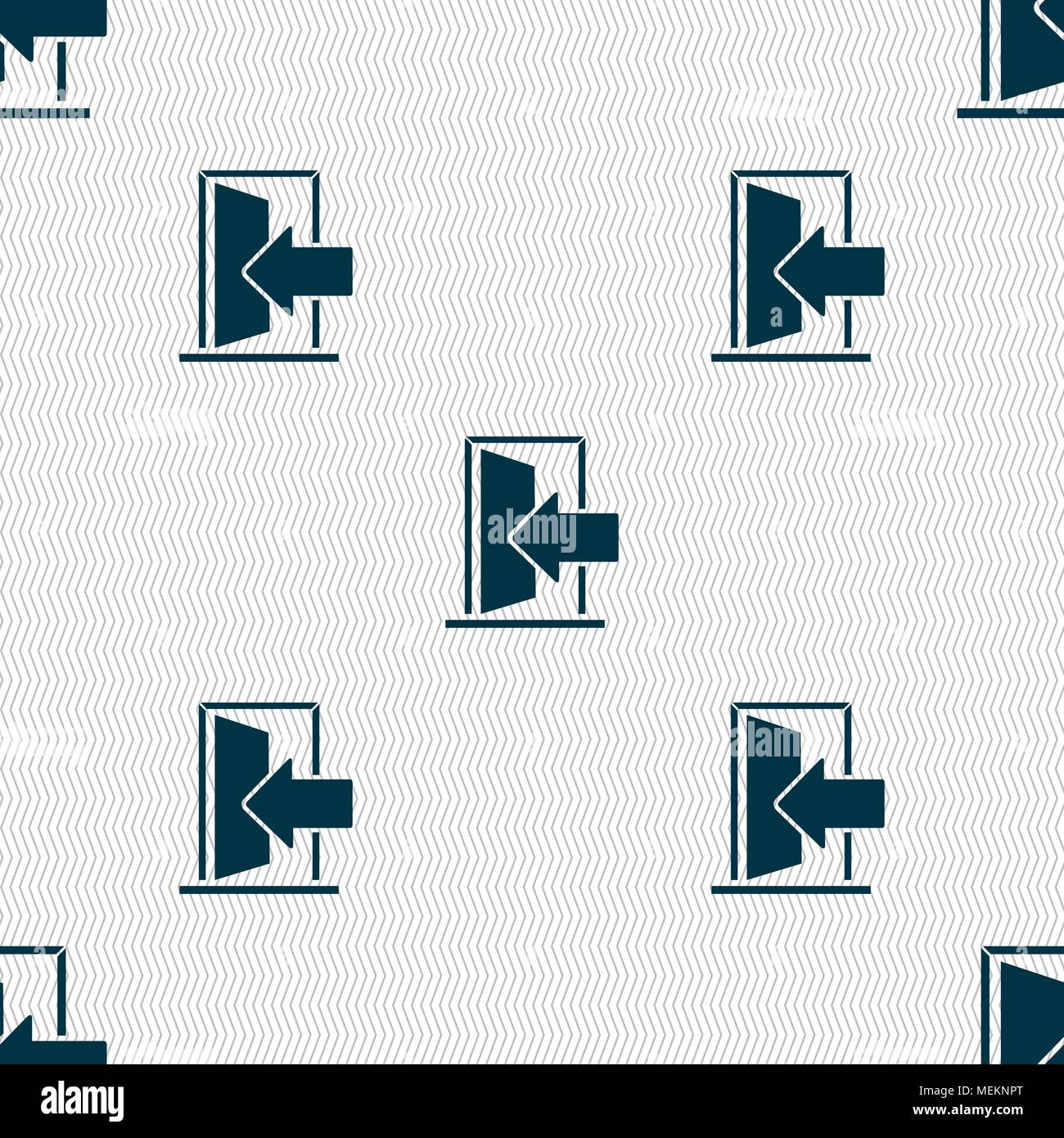 Door, Enter or exit icon sign. Seamless abstract background with ...