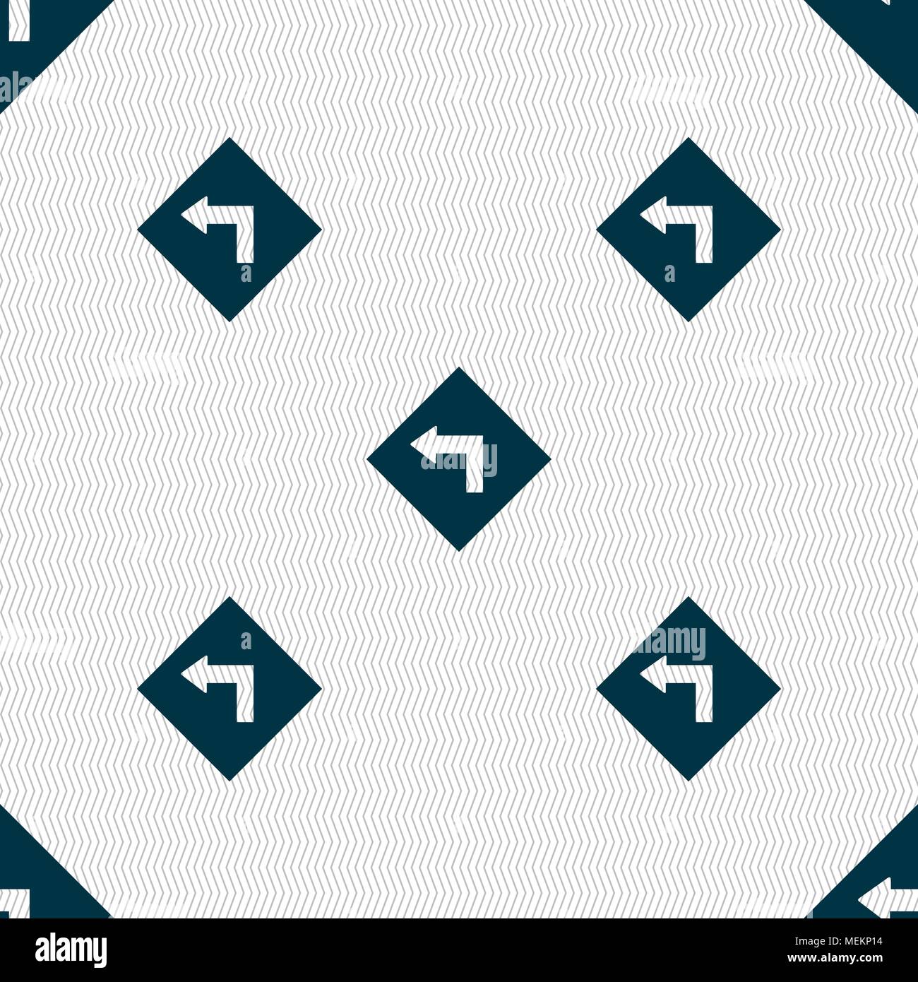 Road sign warning of dangerous left curve icon sign. Seamless abstract ...