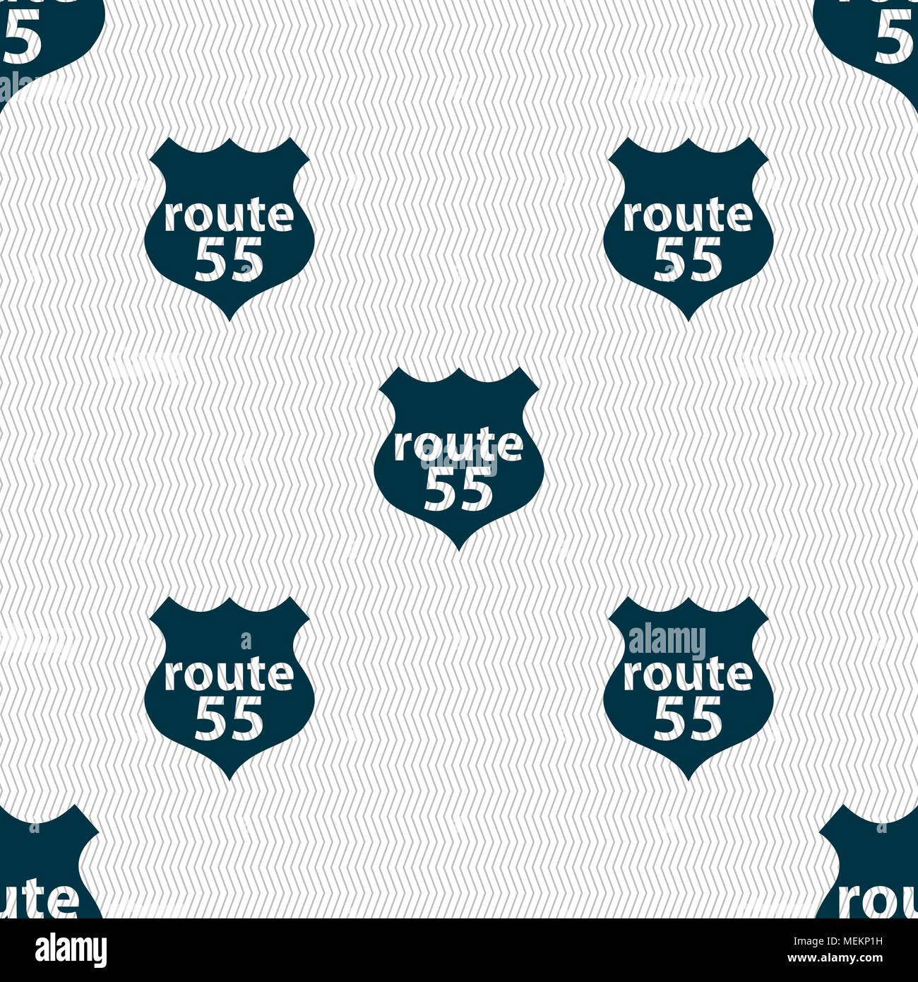Route 55 highway icon sign. Seamless abstract background with geometric ...
