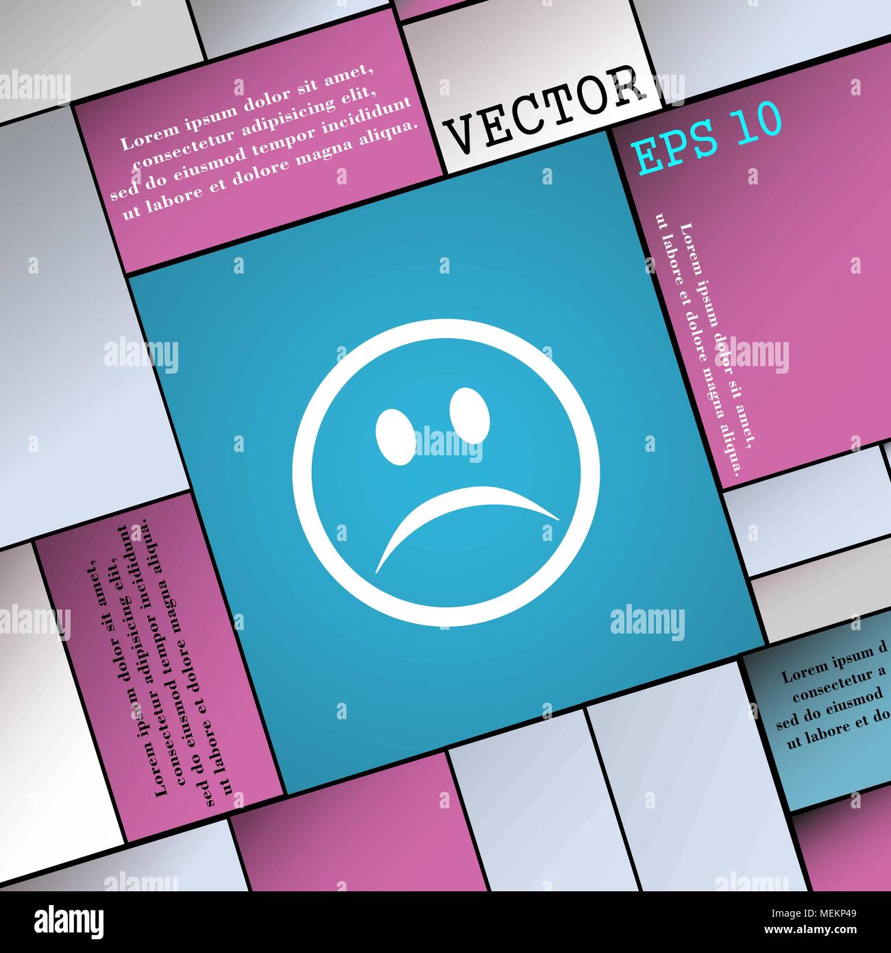 Sad face, Sadness depression icon sign. Modern flat style for your ...