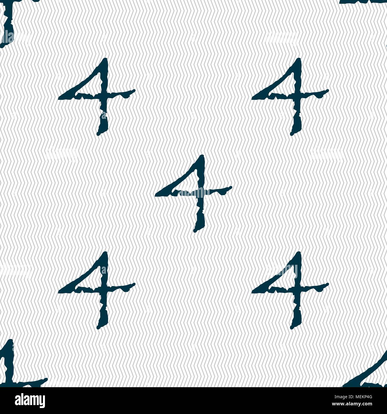 number four icon sign. Seamless abstract background with geometric ...