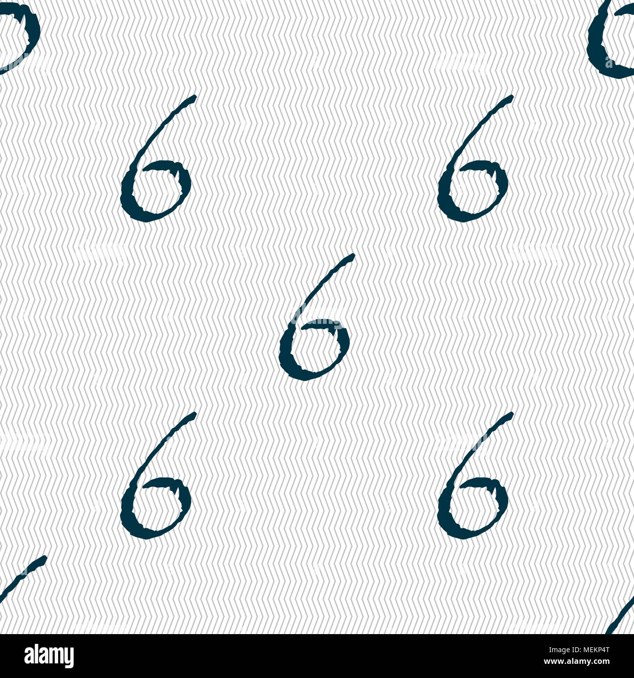 number six icon sign. Seamless abstract background with geometric ...