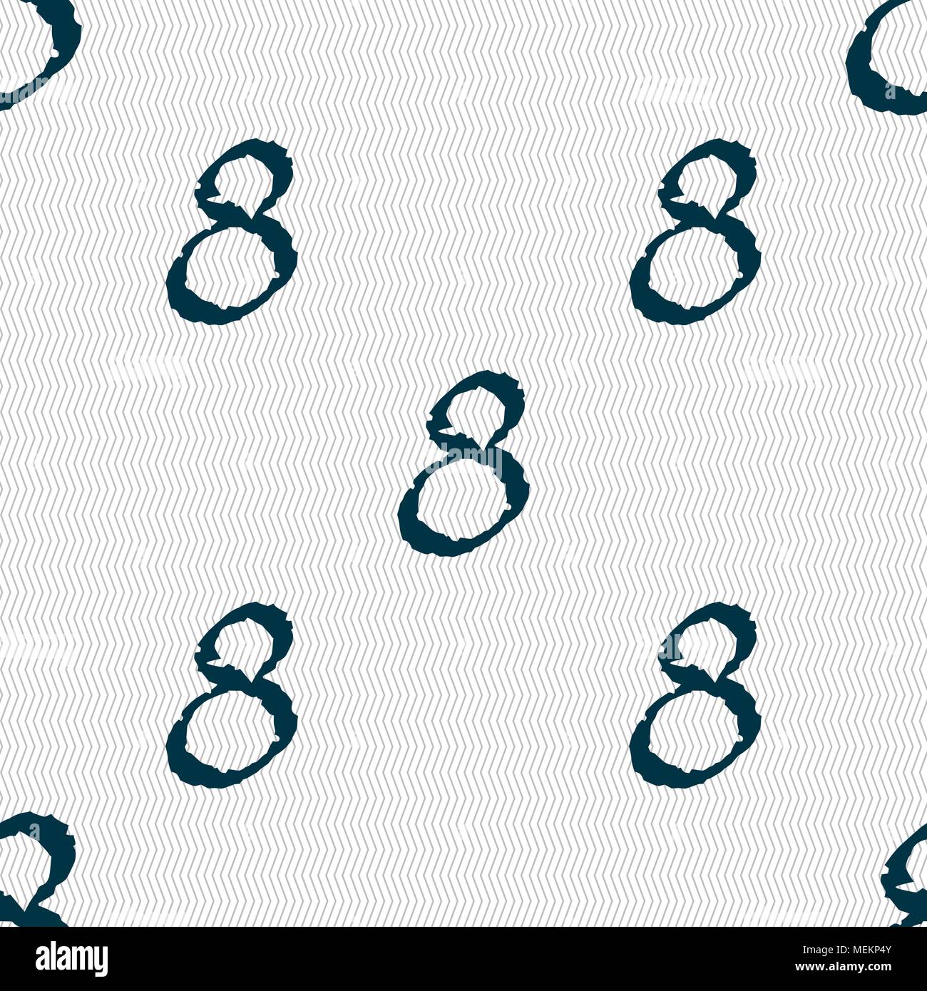 number Eight icon sign. Seamless abstract background with geometric ...