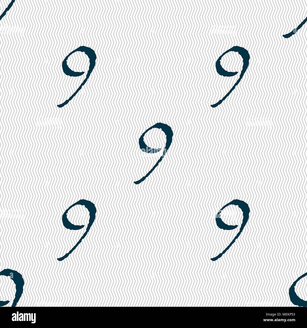 number Nine icon sign. Seamless abstract background with geometric ...