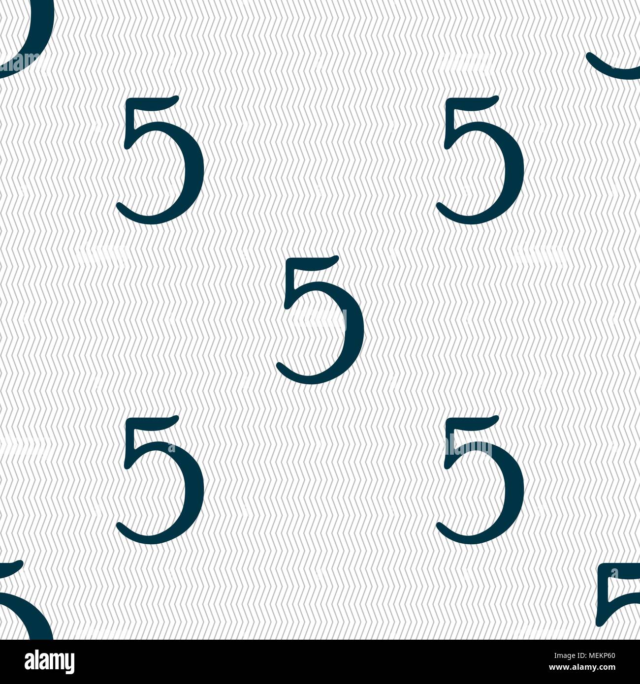 number five icon sign. Seamless abstract background with geometric ...