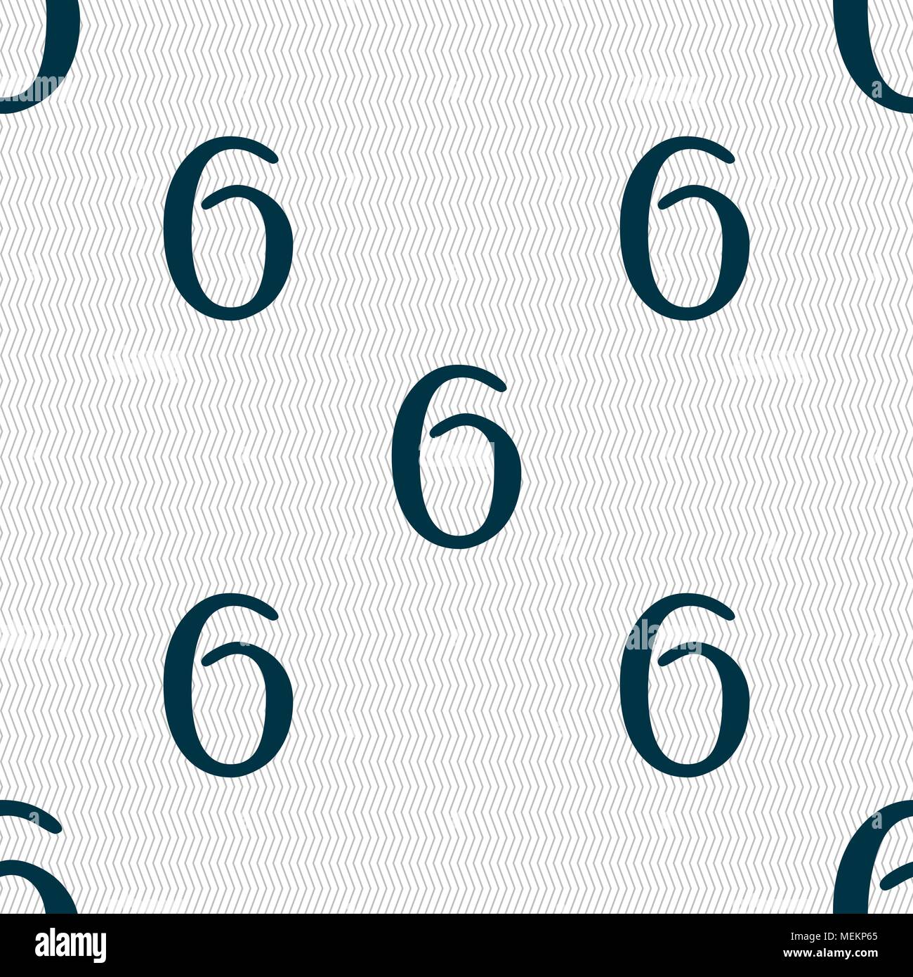 number six icon sign. Seamless abstract background with geometric ...