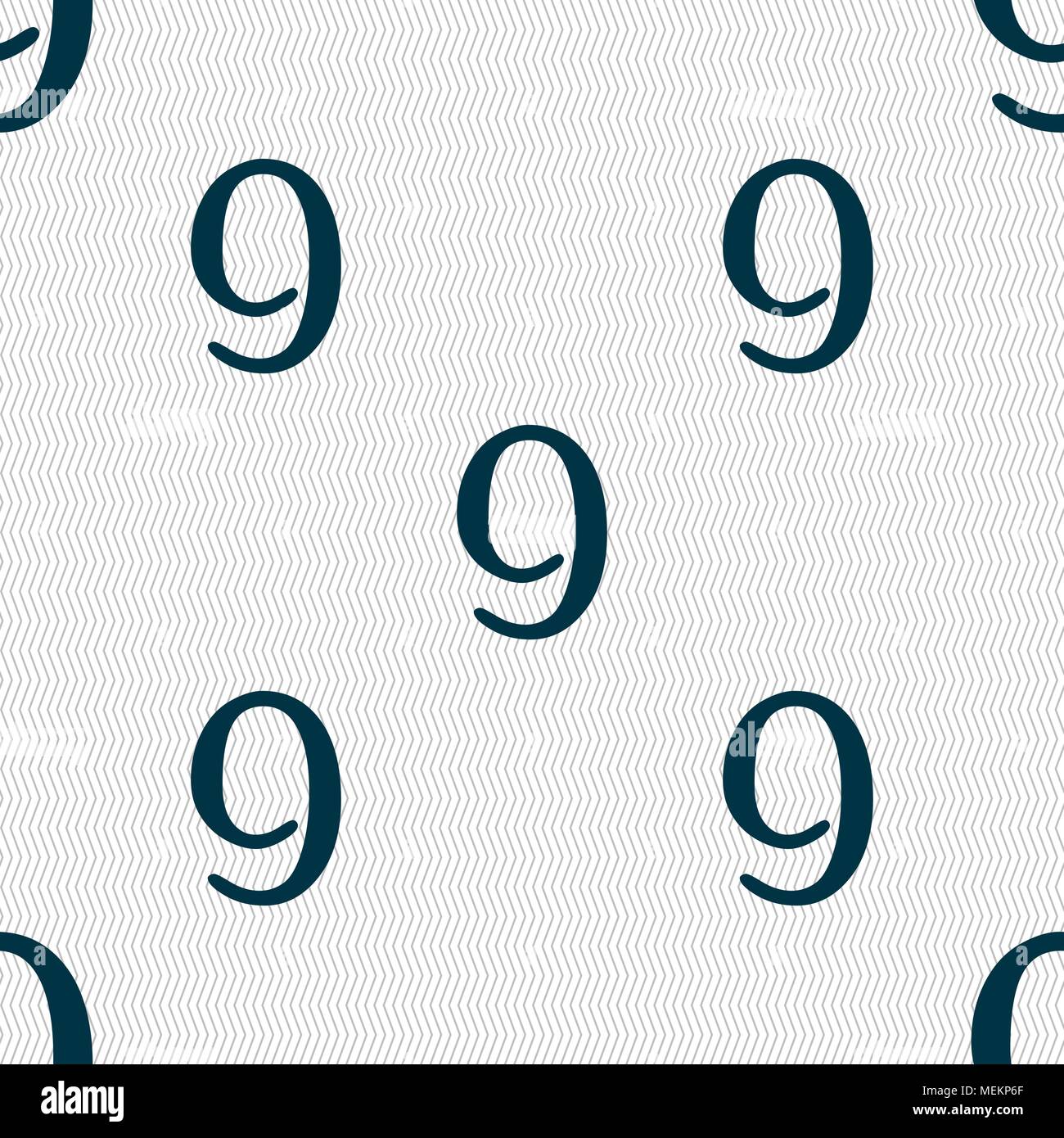 number Nine icon sign. Seamless abstract background with geometric ...