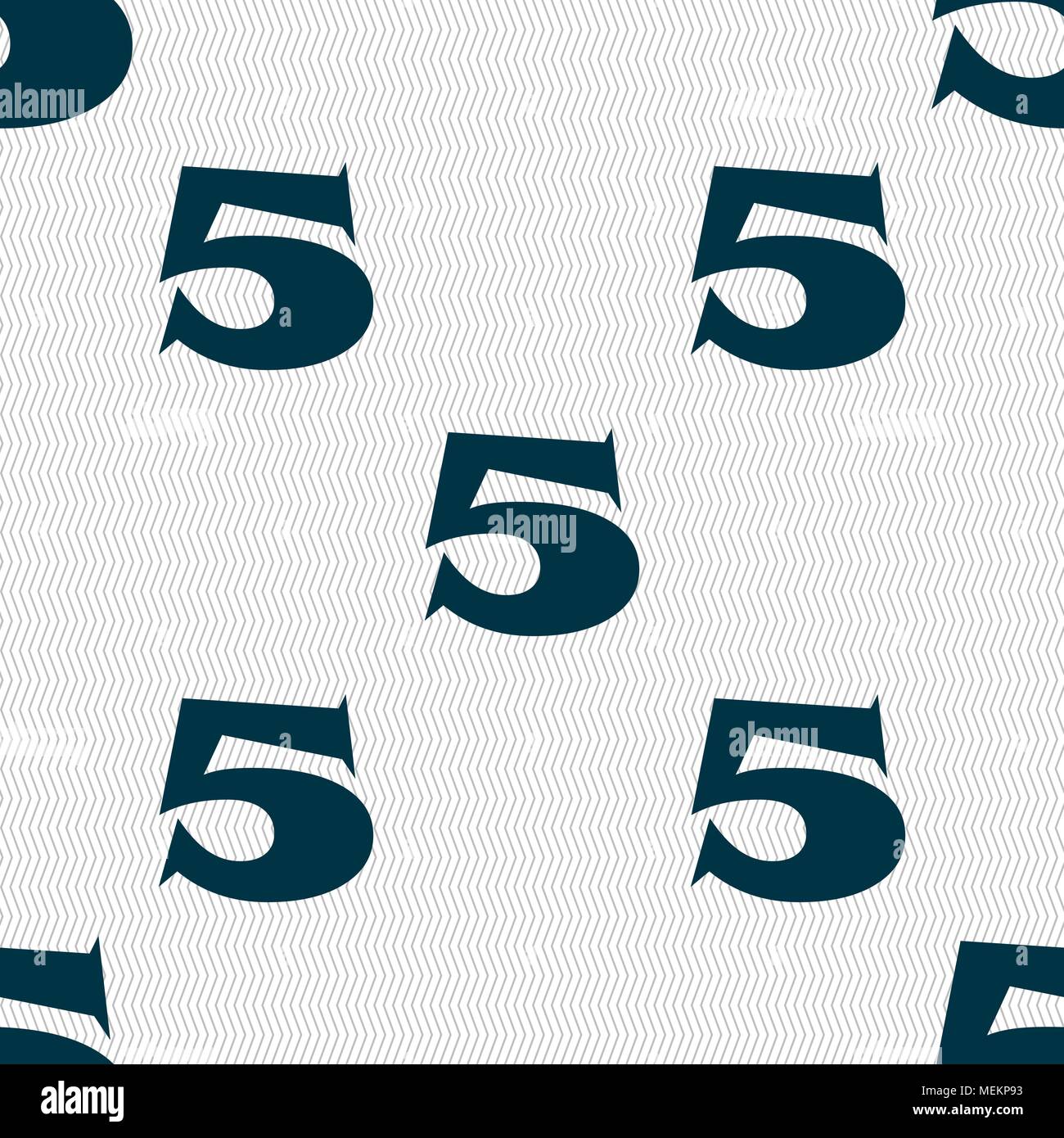 number five icon sign. Seamless abstract background with geometric ...
