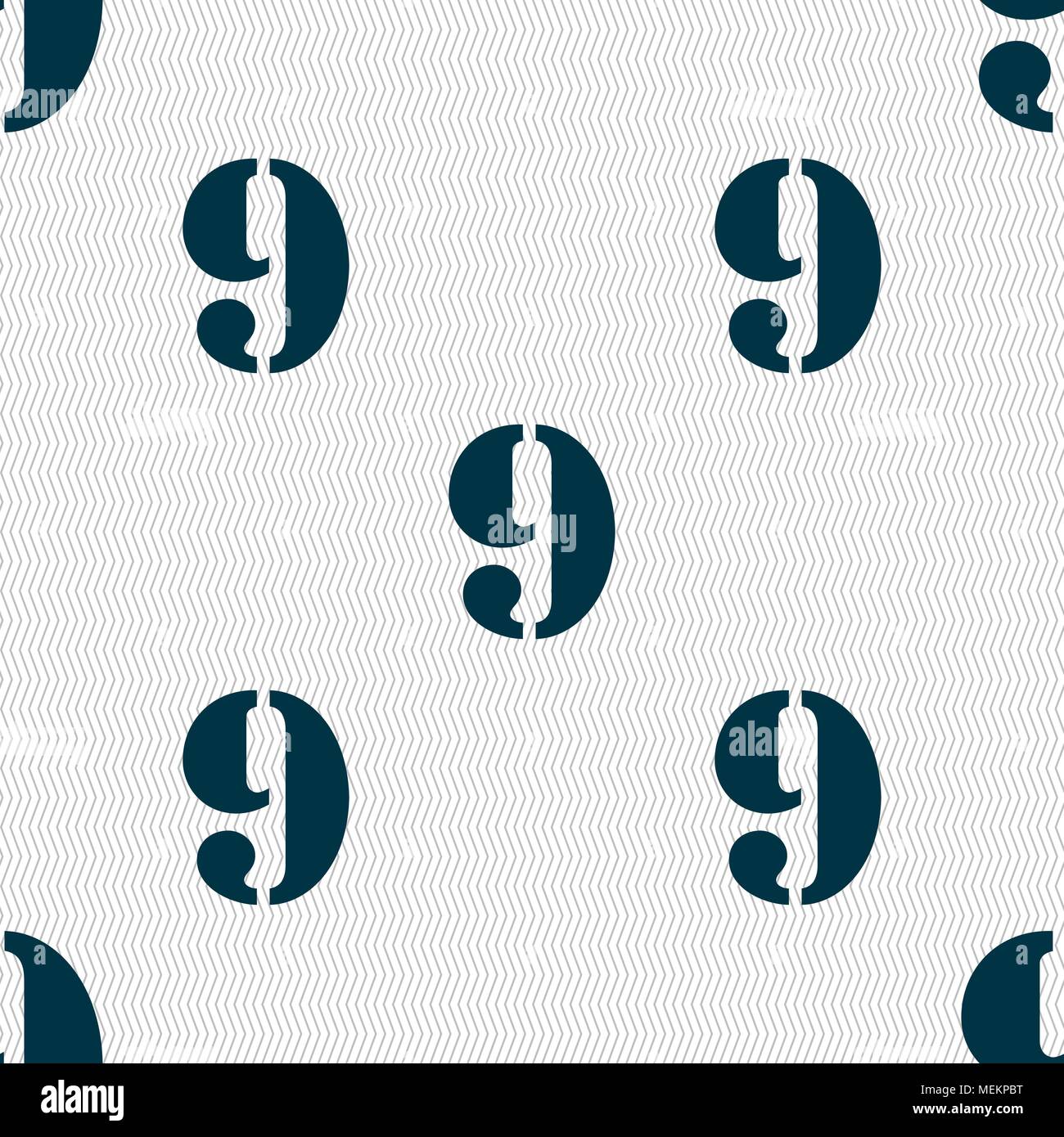 number Nine icon sign. Seamless abstract background with geometric ...