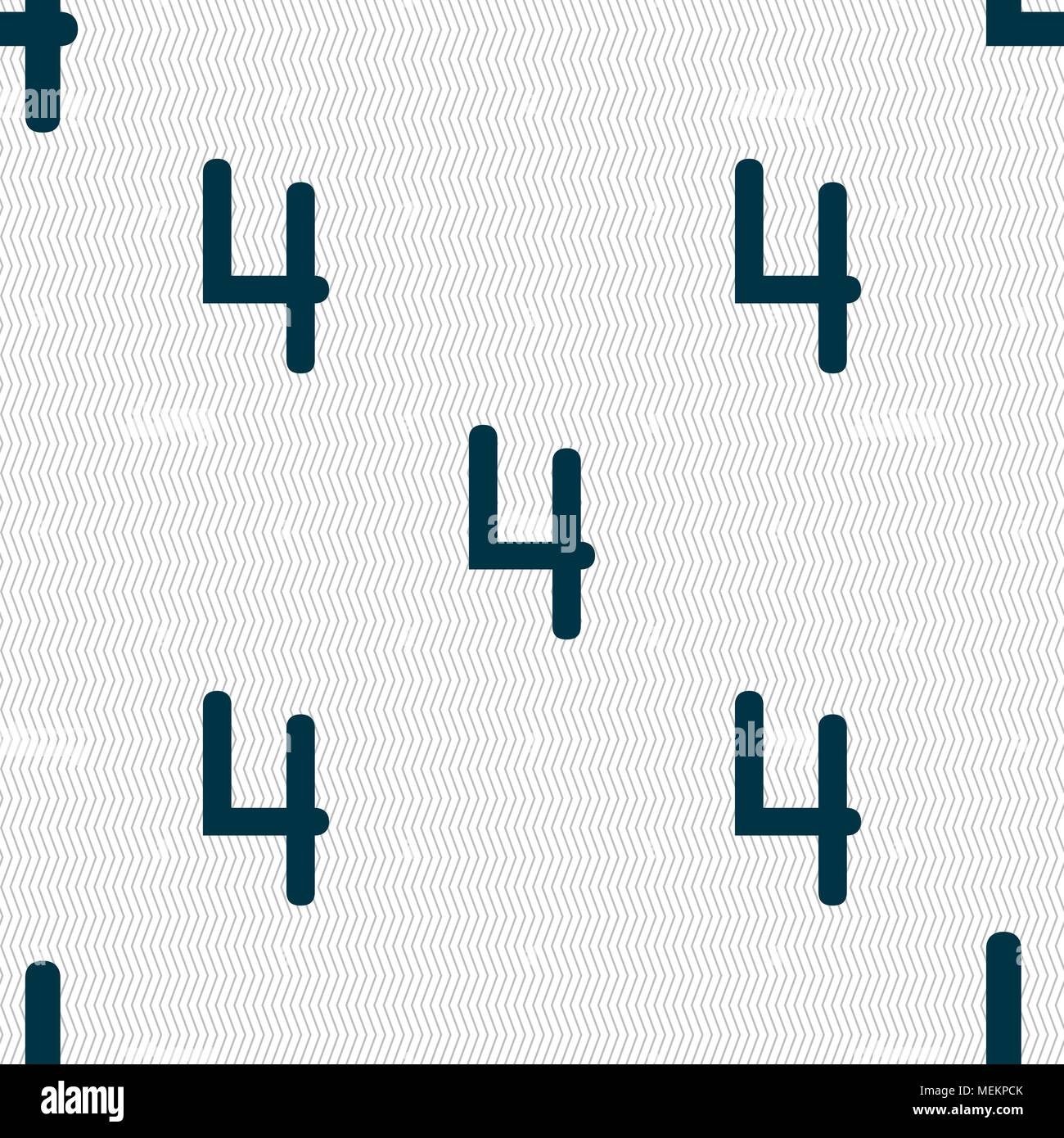 number four icon sign. Seamless abstract background with geometric ...