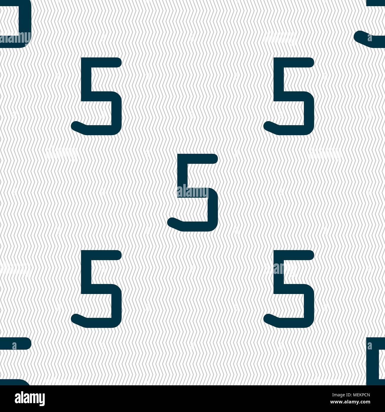 number five icon sign. Seamless abstract background with geometric ...