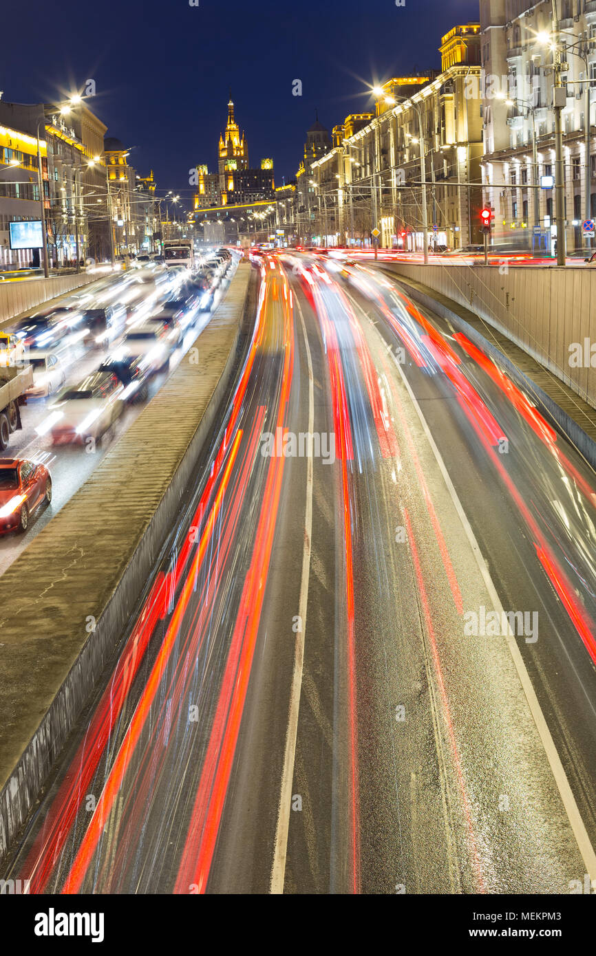 Blue hour traffic in Moscow Russia Stock Photo - Alamy