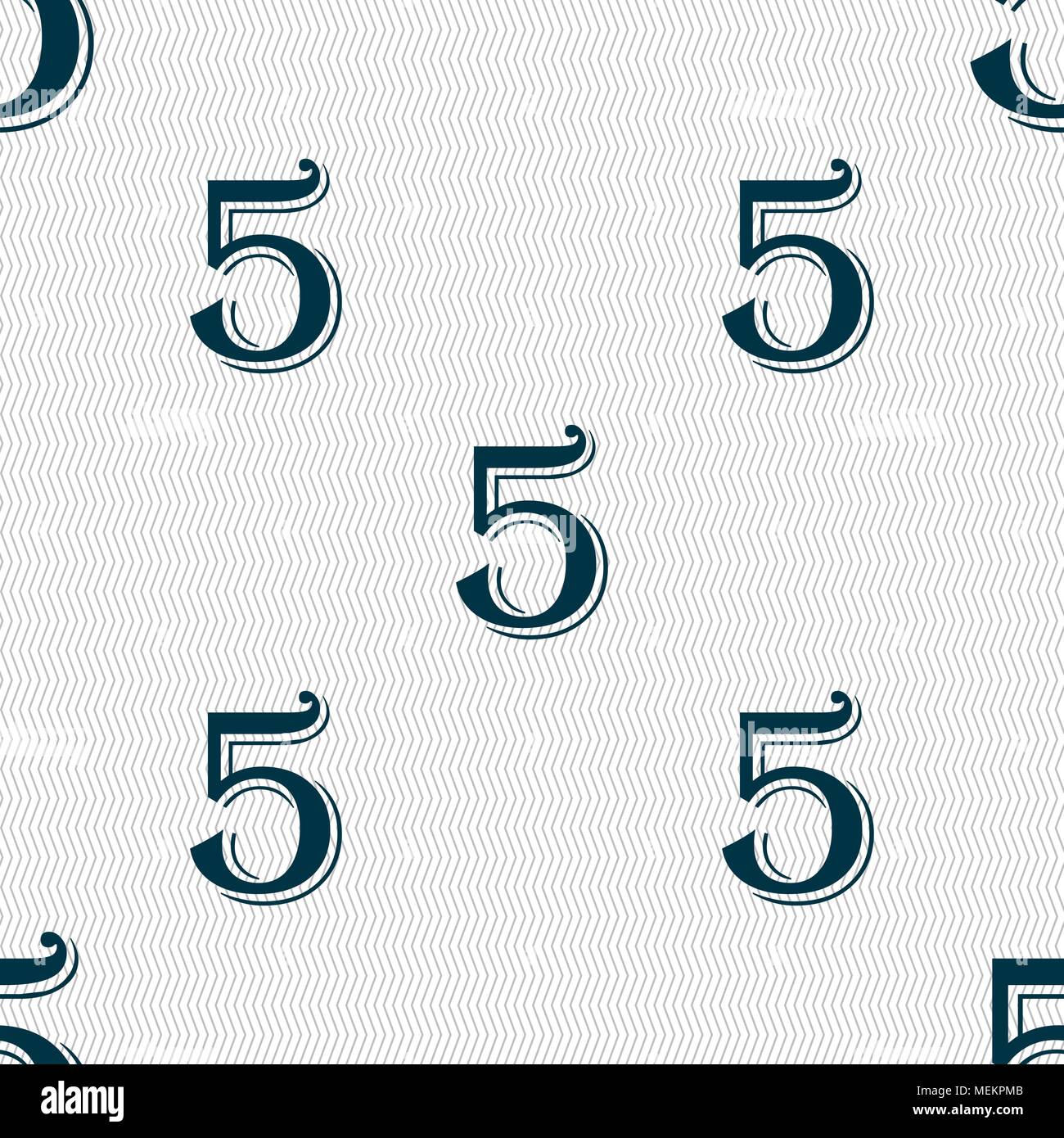number five icon sign. Seamless abstract background with geometric ...