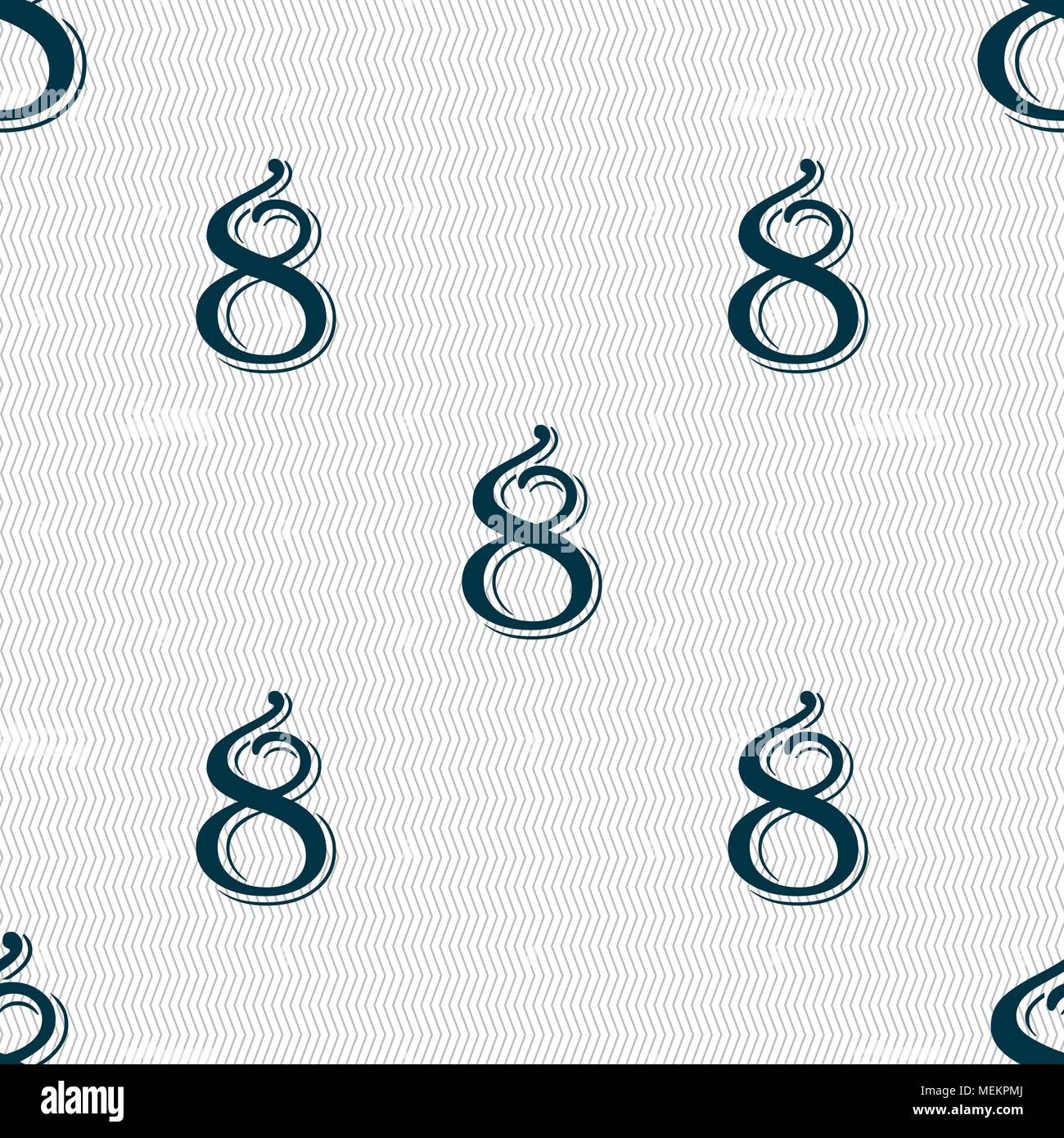 number Eight icon sign. Seamless abstract background with geometric ...