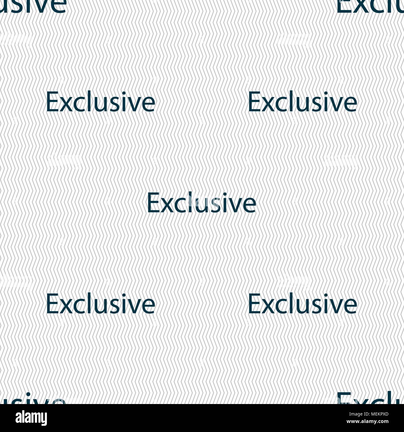 Exclusive sign icon. Special offer symbol. Seamless abstract background ...