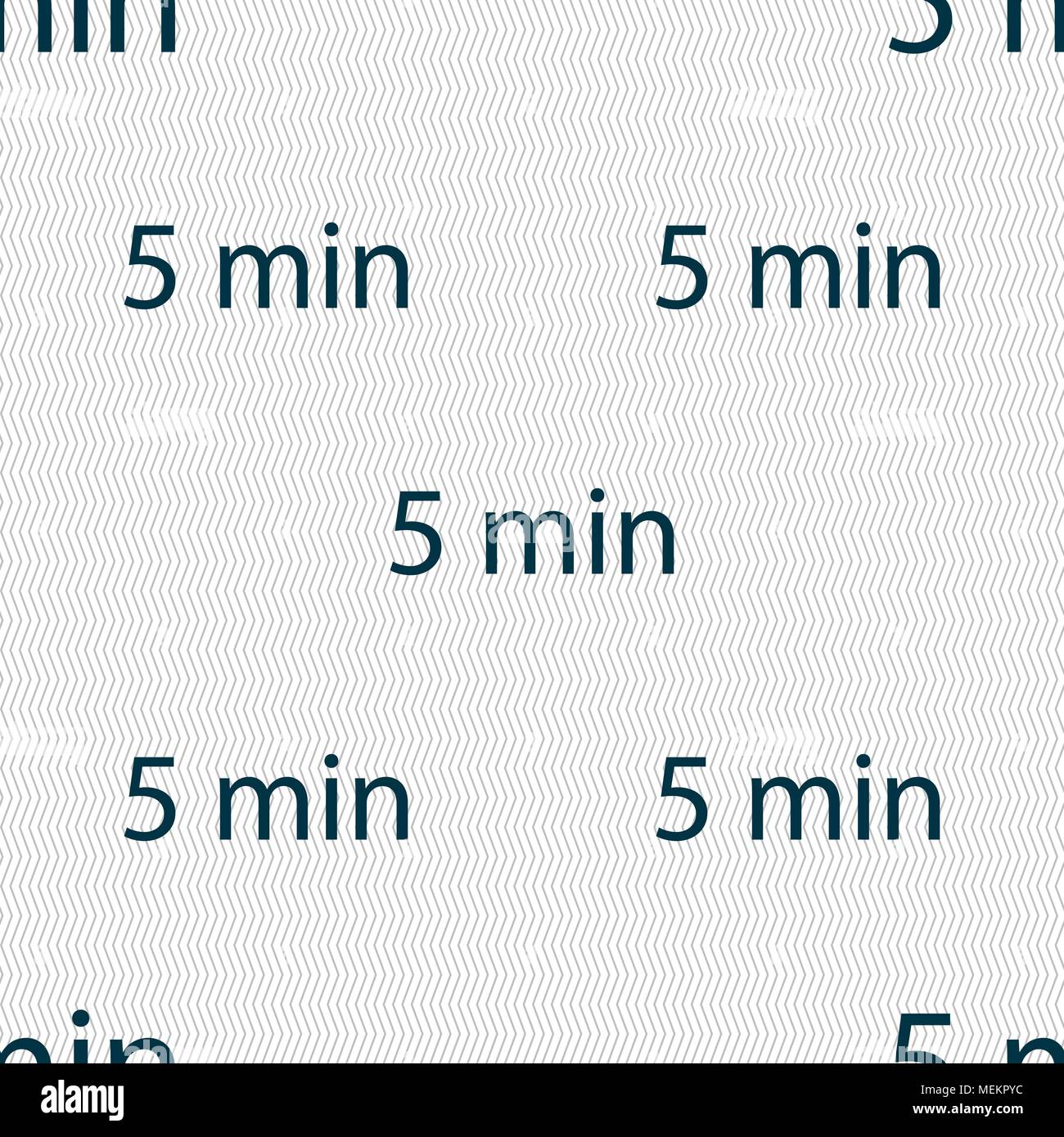 5 minutes sign icon. Seamless abstract background with geometric shapes ...
