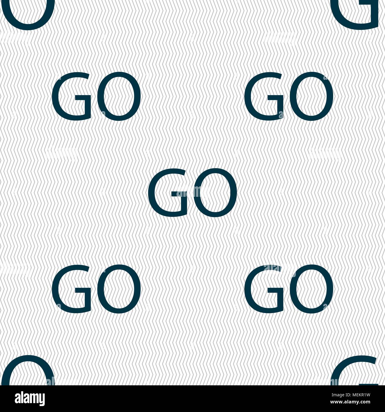 GO sign icon. Seamless abstract background with geometric shapes ...
