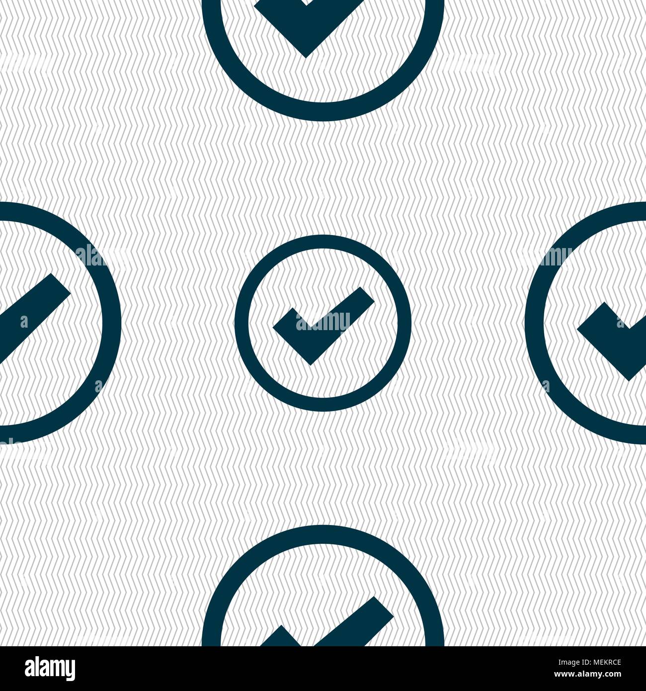 Check mark sign icon . Confirm approved symbol. Seamless abstract background with geometric ...
