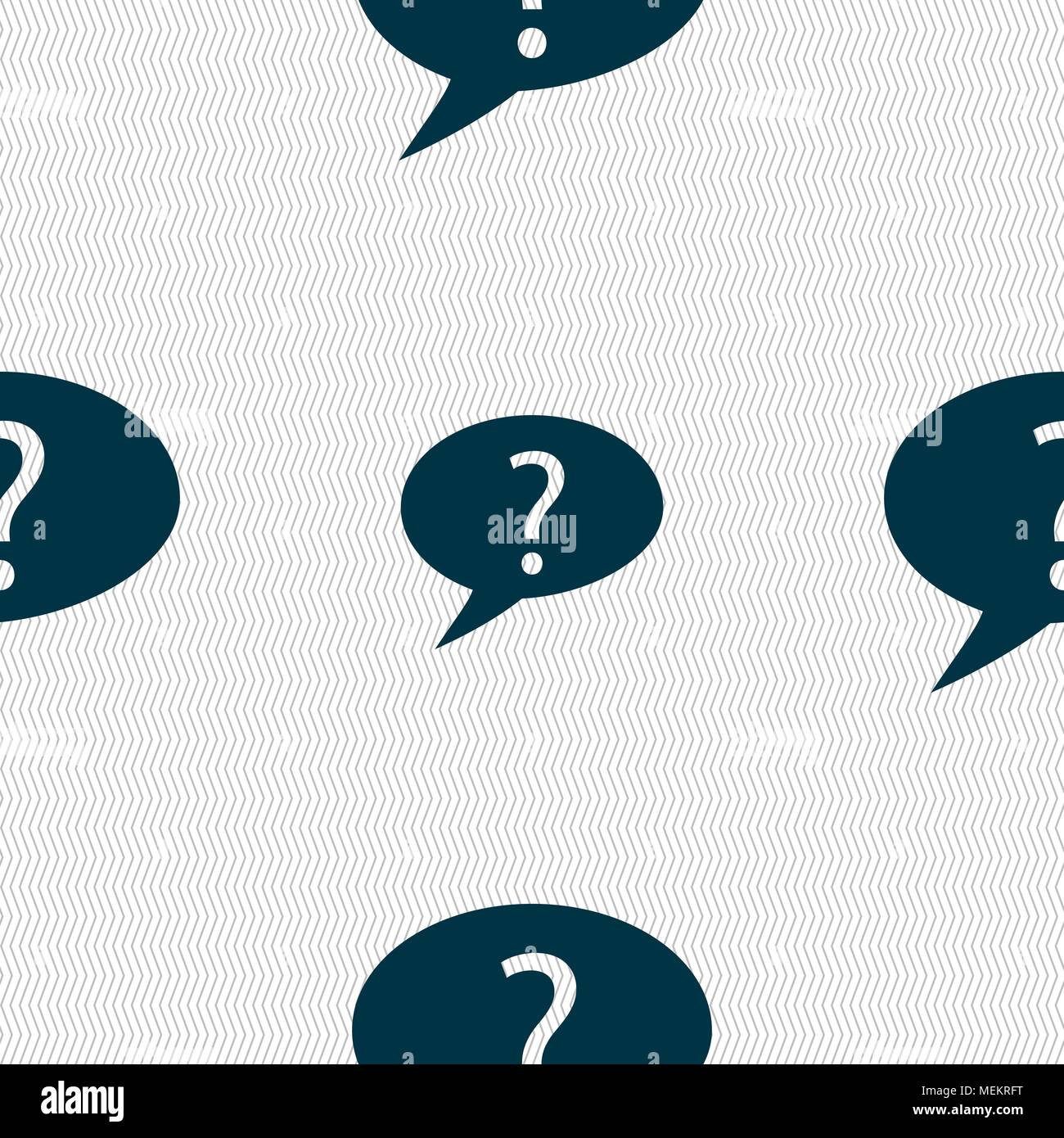 Question mark sign icon. Help speech bubble symbol. FAQ sign. Seamless ...