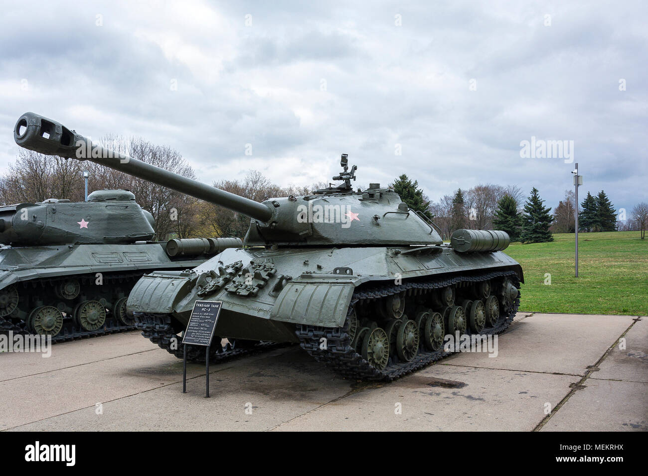 Belarus, Minsk - April 19, 2018: Soviet military equipment at the ...