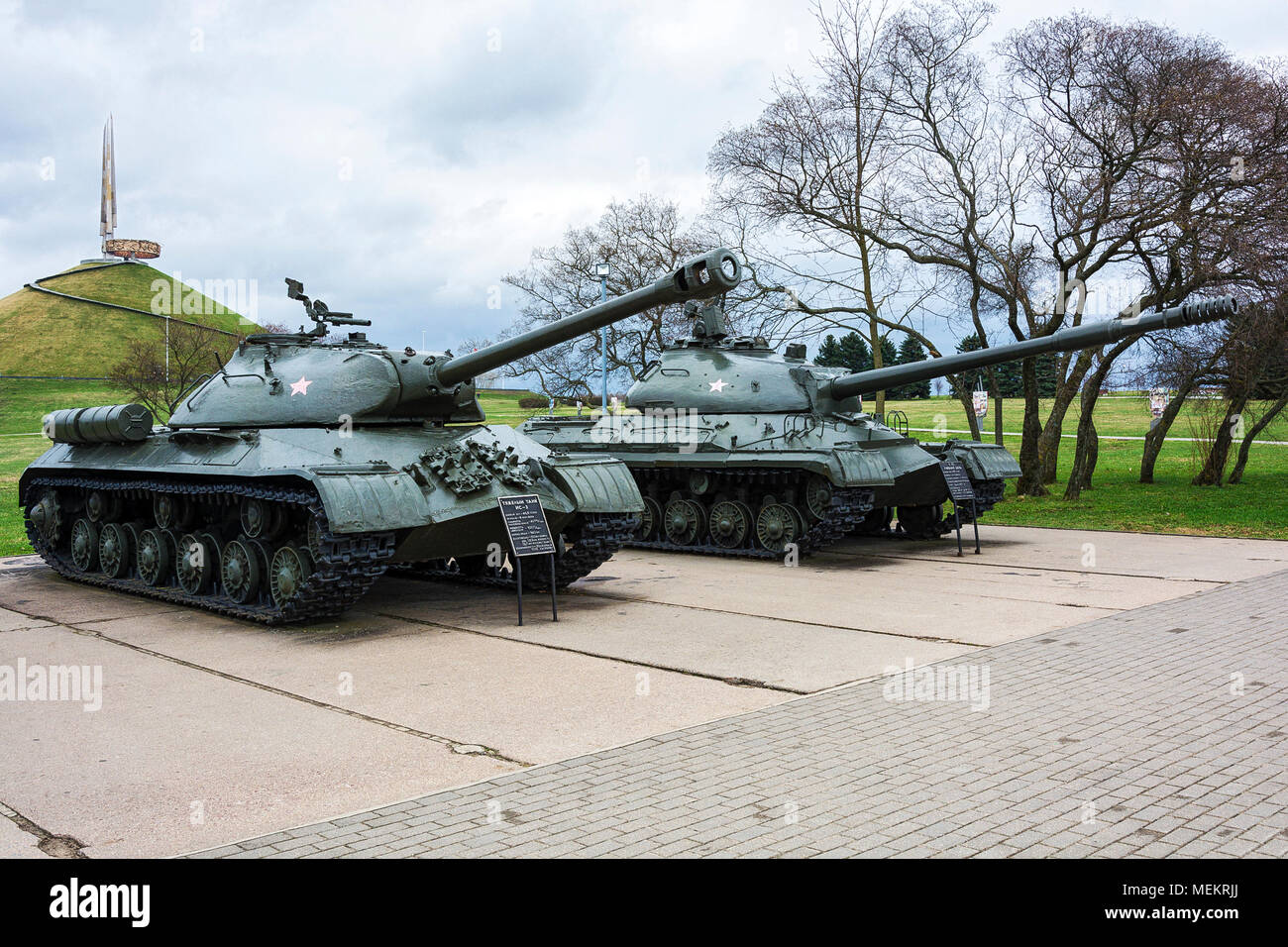 Belarus, Minsk - April 19, 2018: Soviet military equipment at the ...