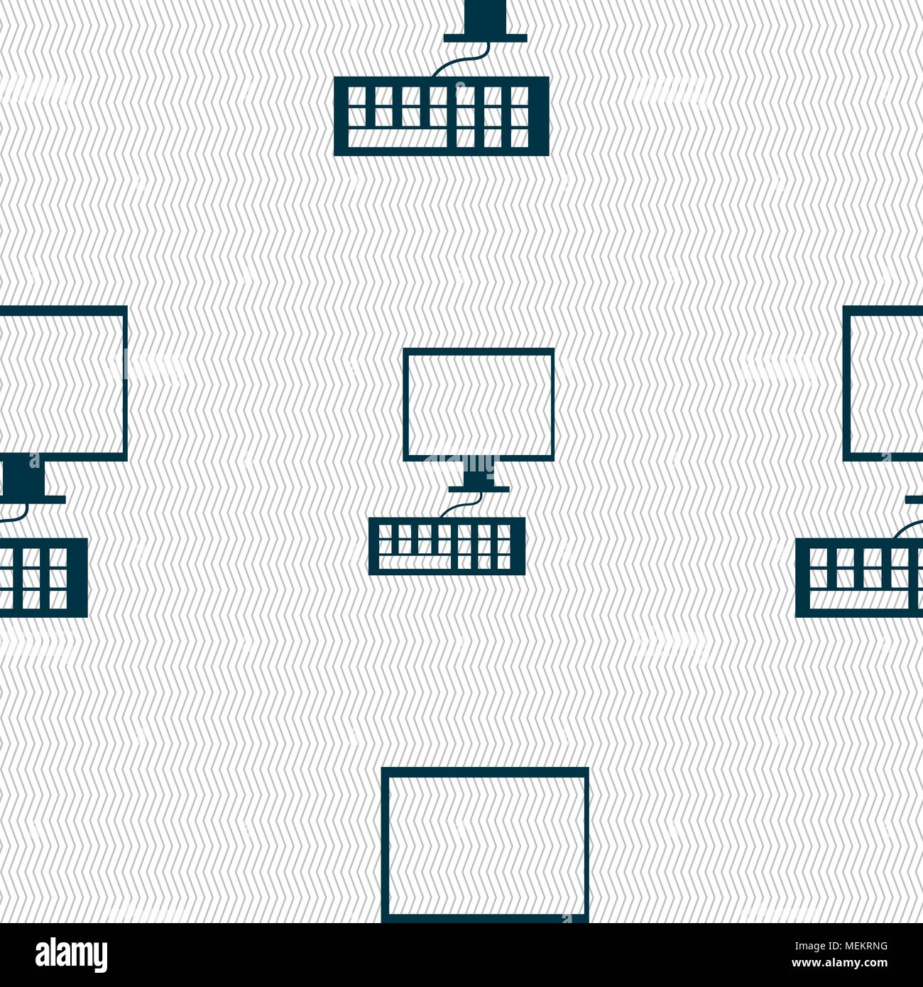 Computer monitor and keyboard Icon. Seamless abstract background with ...