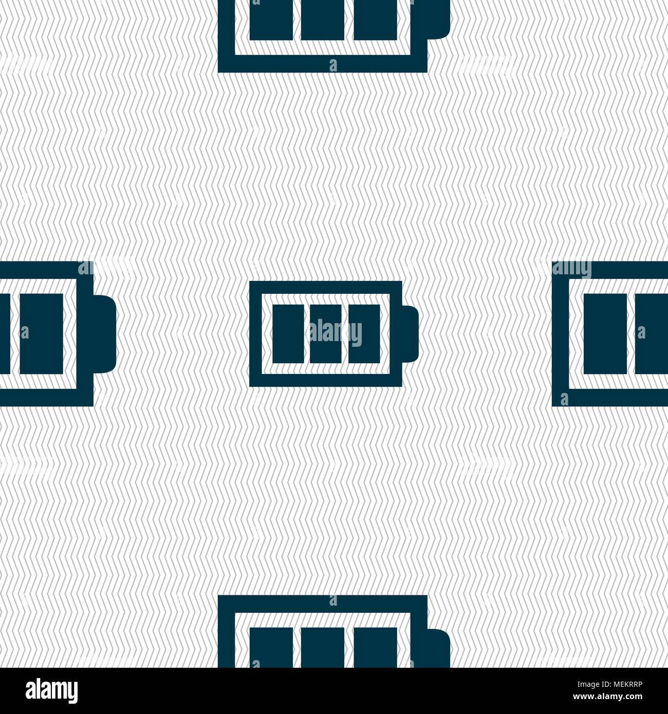 Battery fully charged sign icon. Electricity symbol. Seamless abstract ...