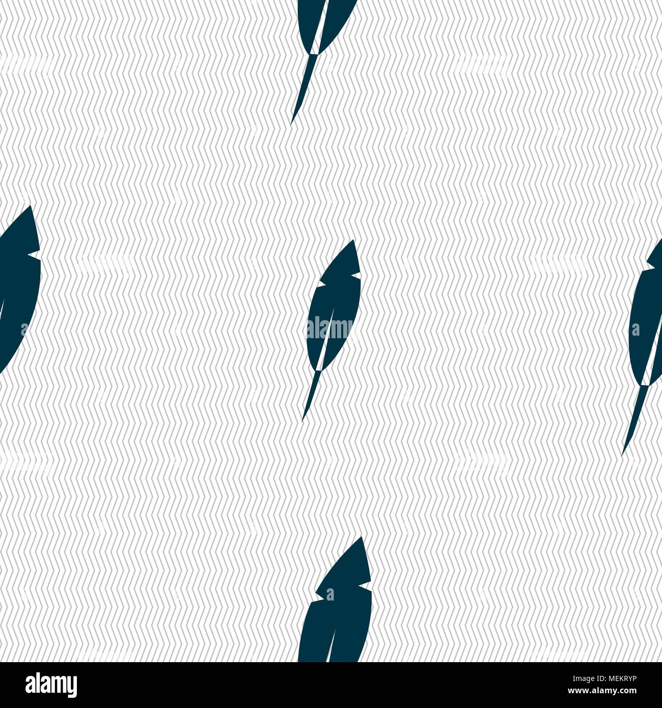 Feather sign icon. Retro pen symbo. Seamless abstract background with ...