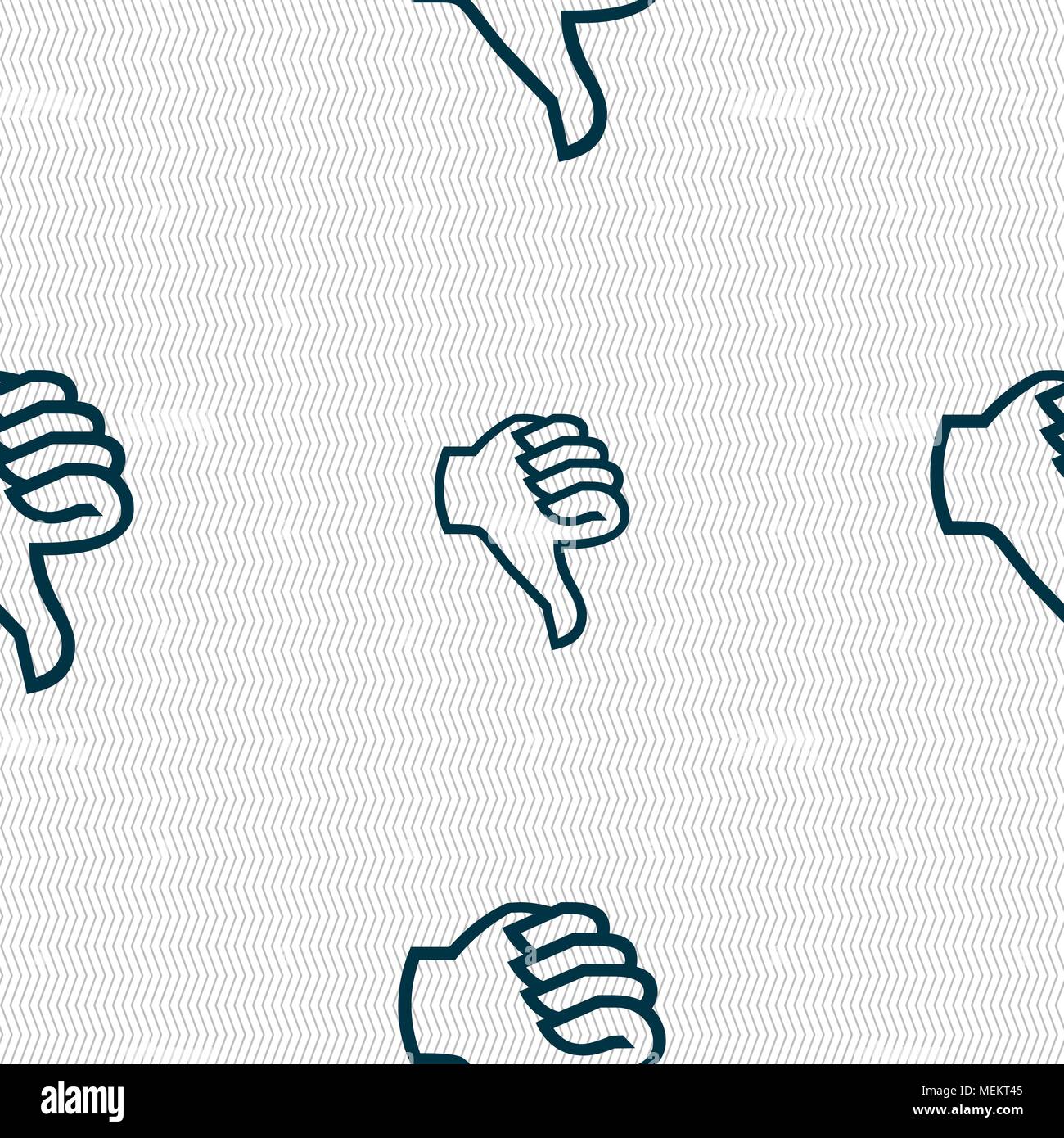 Dislike sign icon. Thumb down sign. Hand finger down symbol. Seamless ...