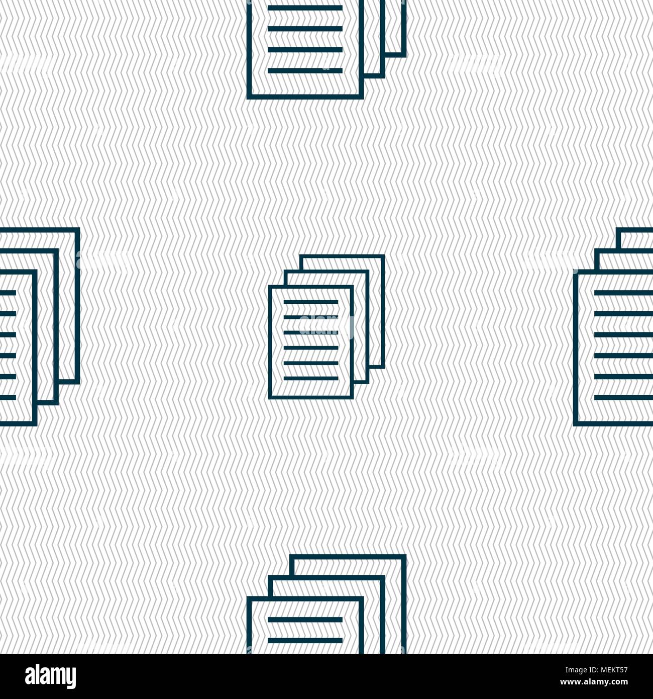 Copy file sign icon. Duplicate document symbol. Seamless abstract ...