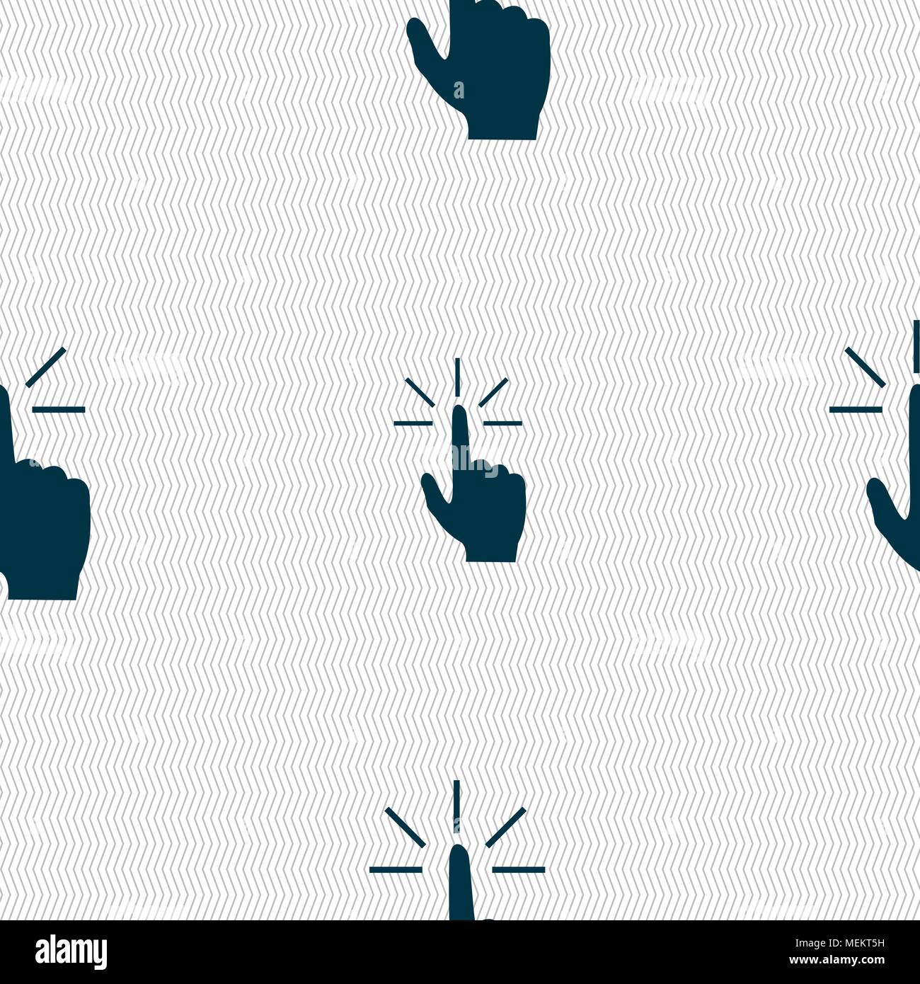 Click here hand icon sign. Seamless abstract background with geometric ...