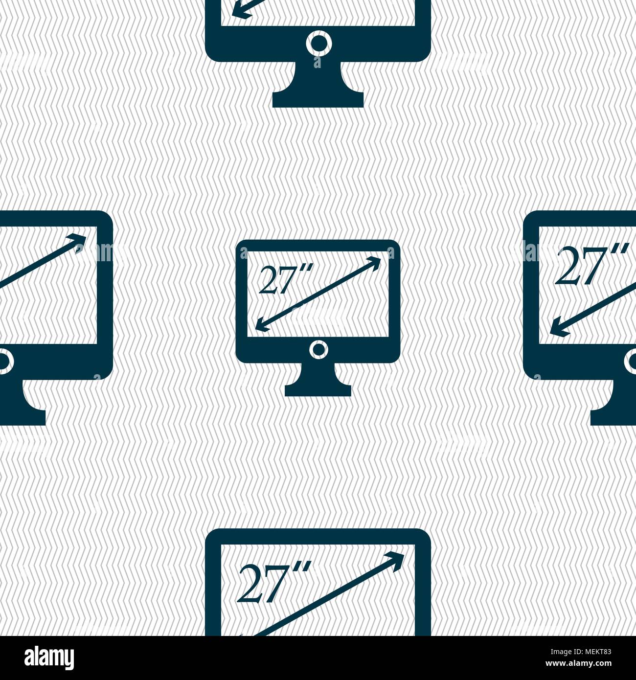 diagonal of the monitor 27 inches icon sign. Seamless abstract ...