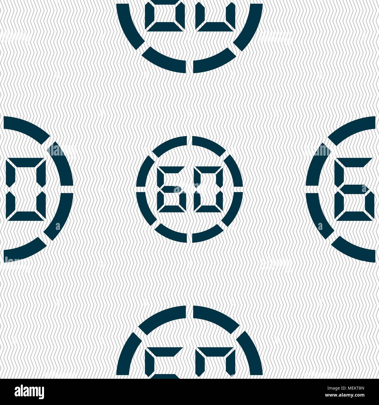 60 second stopwatch icon sign. Seamless abstract background with ...