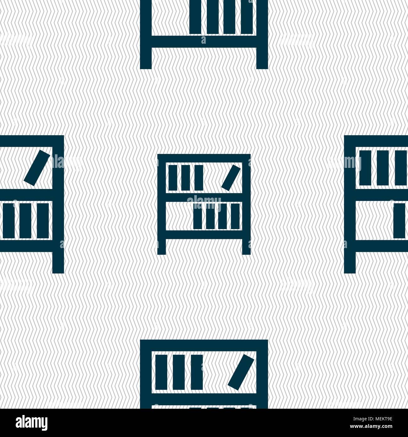 Bookshelf icon sign. Seamless abstract background with geometric shapes ...