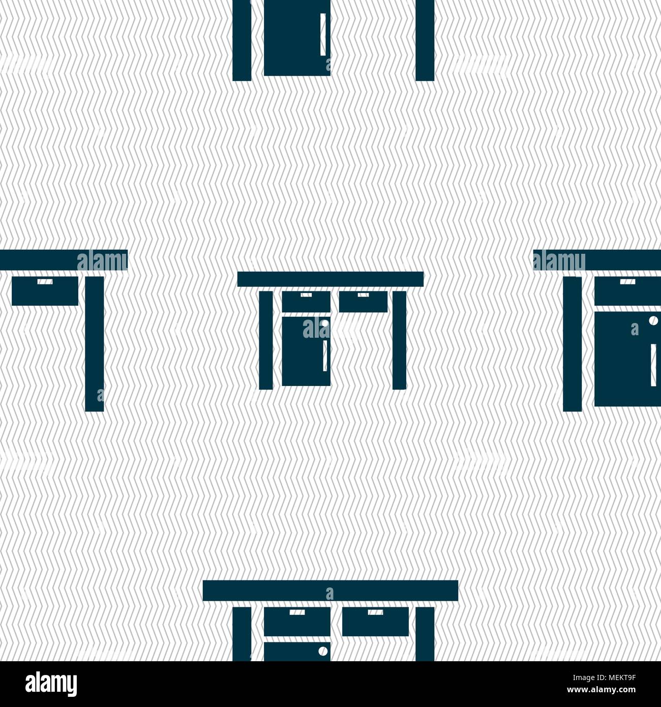 Table icon sign. Seamless abstract background with geometric shapes ...