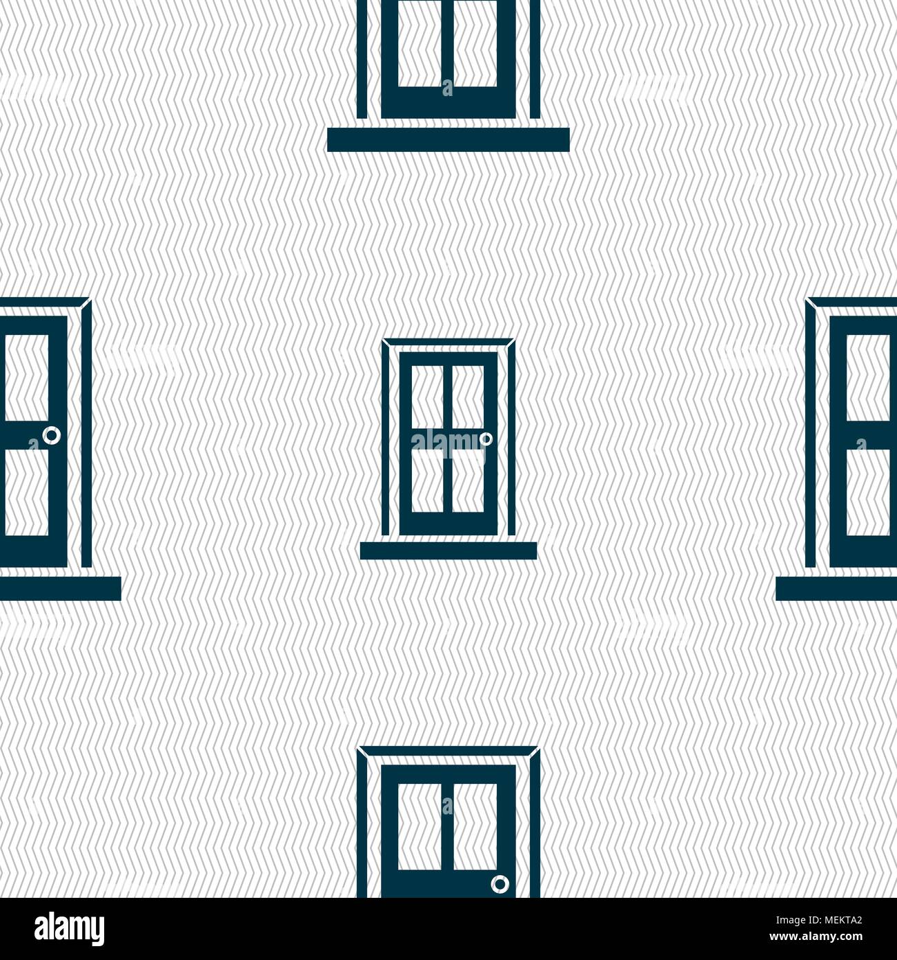 Door icon sign. Seamless abstract background with geometric shapes ...